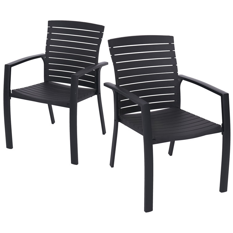 Winston Porter Moriya Aluminum Plastic Outdoor Stackable Dining Armchair Reviews Wayfair